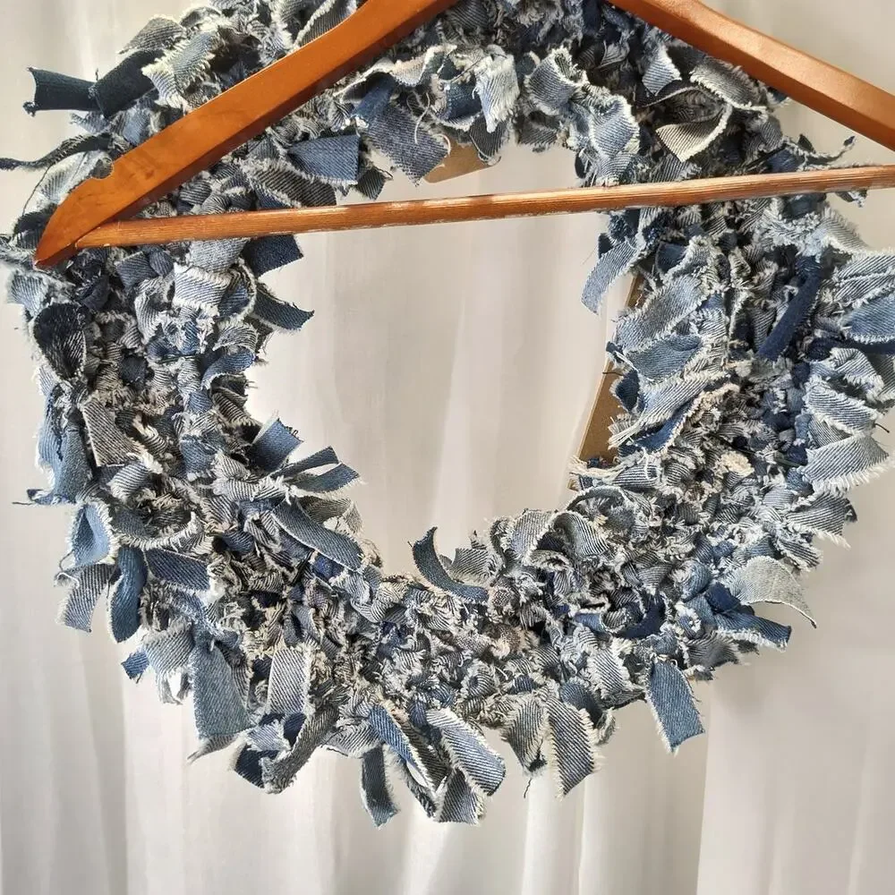 Unbranded | Holiday | Upcycled Denim Rag Wreath With God Bless American ...
